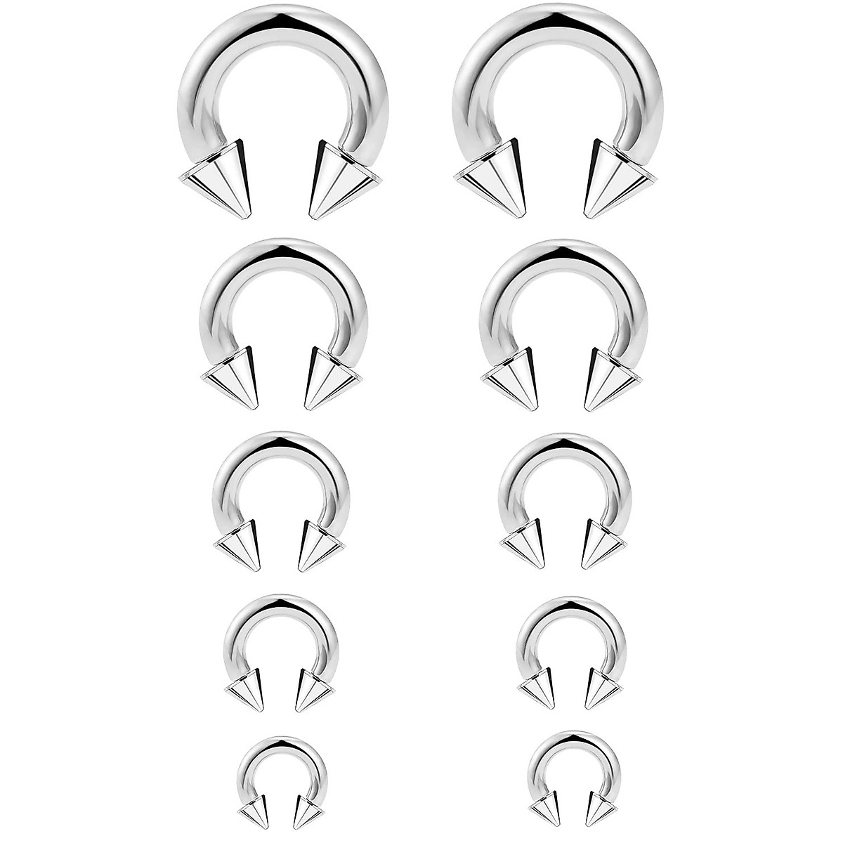 Ocptiy 6G 8G 12G 14G 16G Ear Earrings Gauges Septum Nose Plugs Tunnels Stretching Kit Surgical Stainless Steel Large Big Wide Septum Eyebrow Lip Belly Ring Cartilage Helix Tragus Earring Piercing Kit