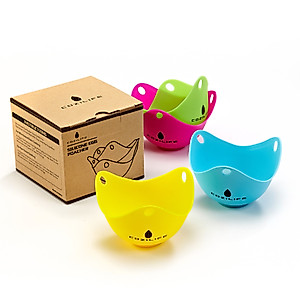 Egg Poacher – COZILIFE Silicone Egg Poaching Cups with Ring Standers, For Microwave or Stovetop Egg Cooking, Kraft Box Packing, BPA Free, Pack of 4