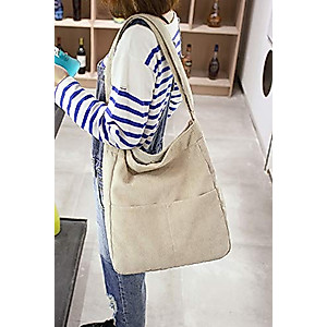 BOBILIKE Women Shoulder Bags Corduroy Crossbody Bag Handbag Purse Schoolbag, Black