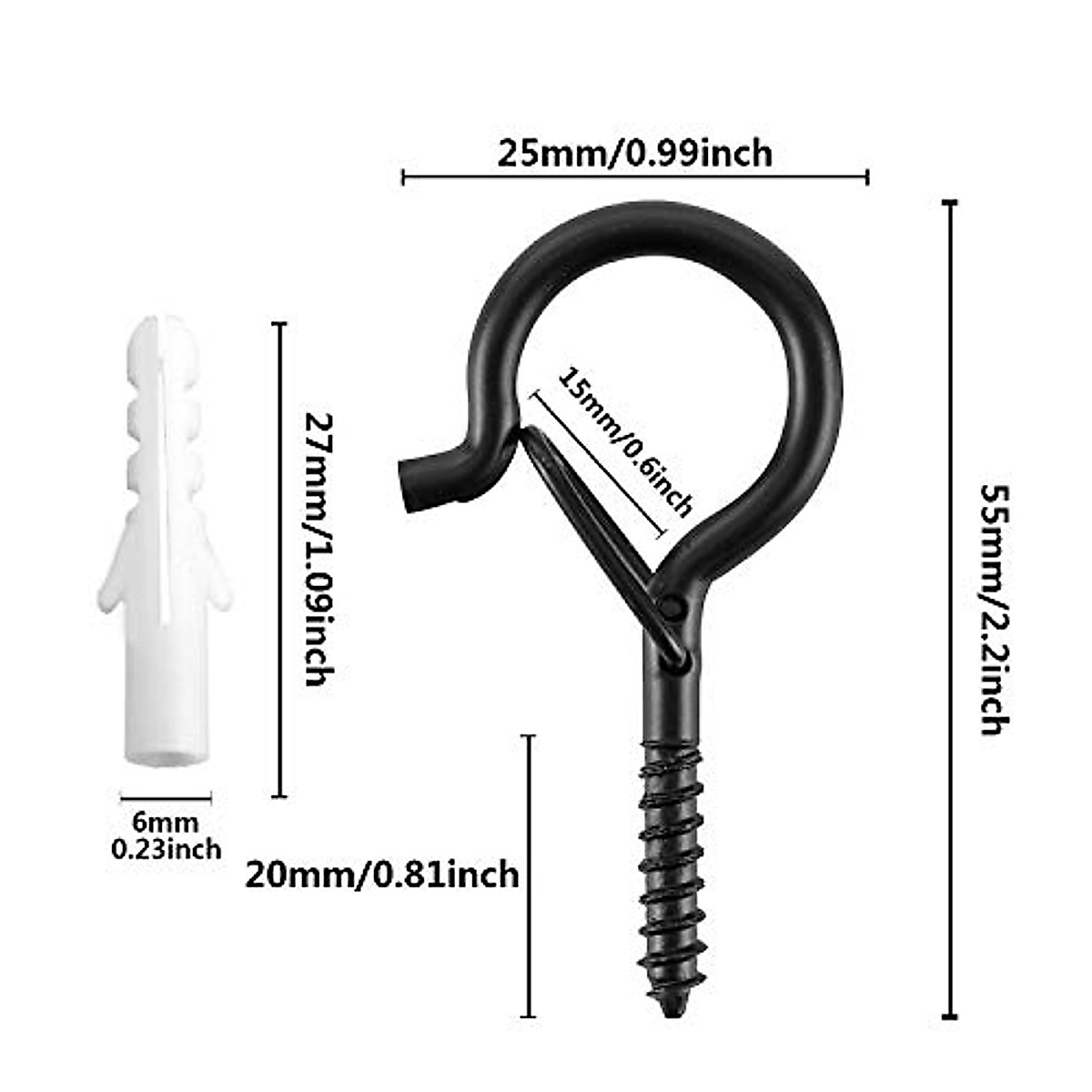 TAIHUIMY 16 Pack Q-Hanger Hooks for Outdoor String Lights, Eye Hooks Screw Christmas Rope Light Clips, Wall Cabinet Ceiling Hooks with Safety Buckle for Wire Party Light Plants Wind Chimes