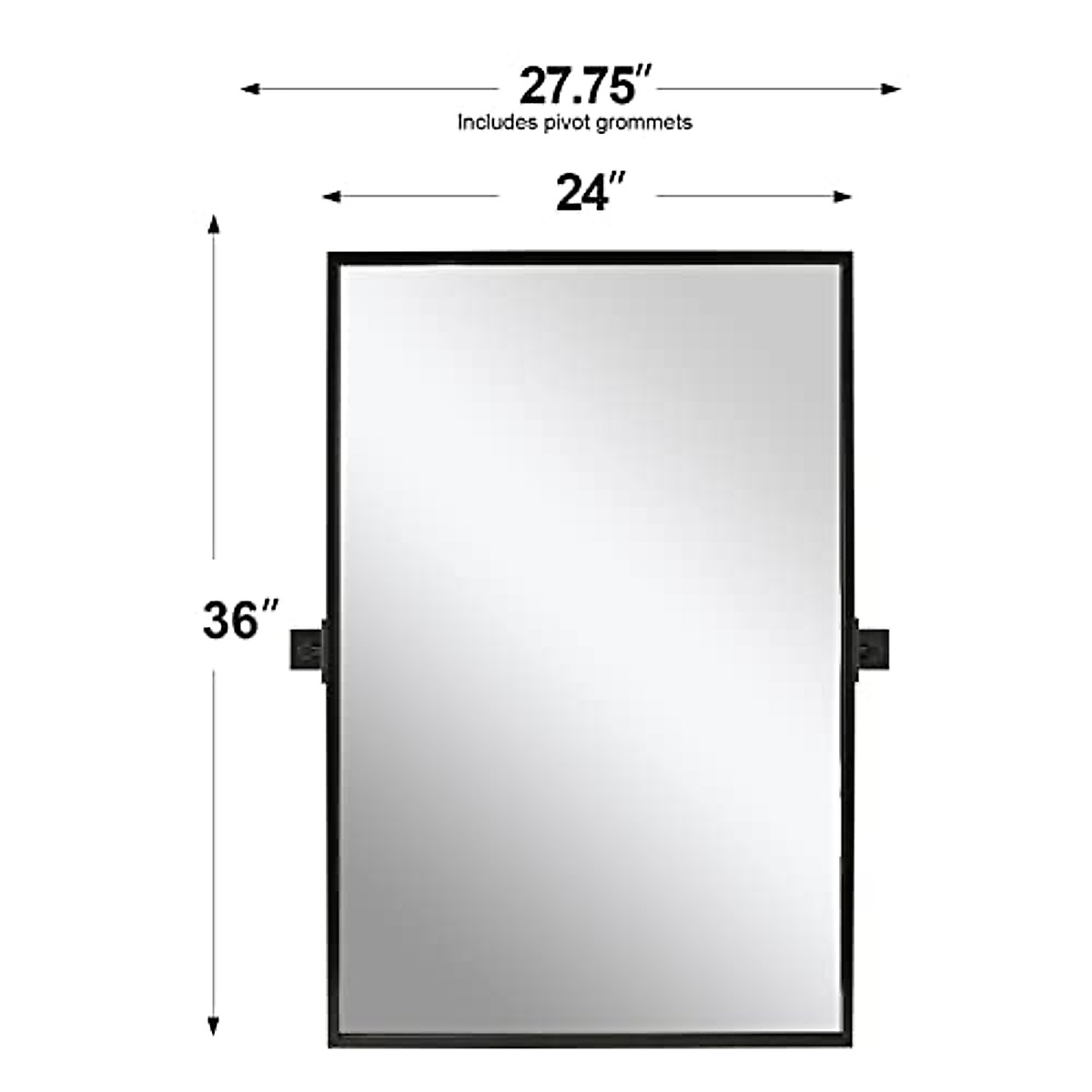 ANDY STAR Black Pivot Mirror, Rectangle Pivoting Mirror 24x36” Tilt Mirror Rectangular Pivot Mirror 1” Deep Set Design, Modern Farmhouse Tilting Mirror for Wall Hangs Vertical(Overall 27.75" x 36")