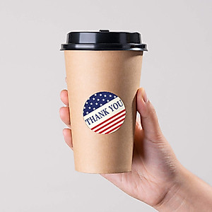 YINHEXI American Flag Thank You Stickers, 500 Labels Per Roll for Small Business Packaging, Seal Stickers (Style-A, 1.5 inch)