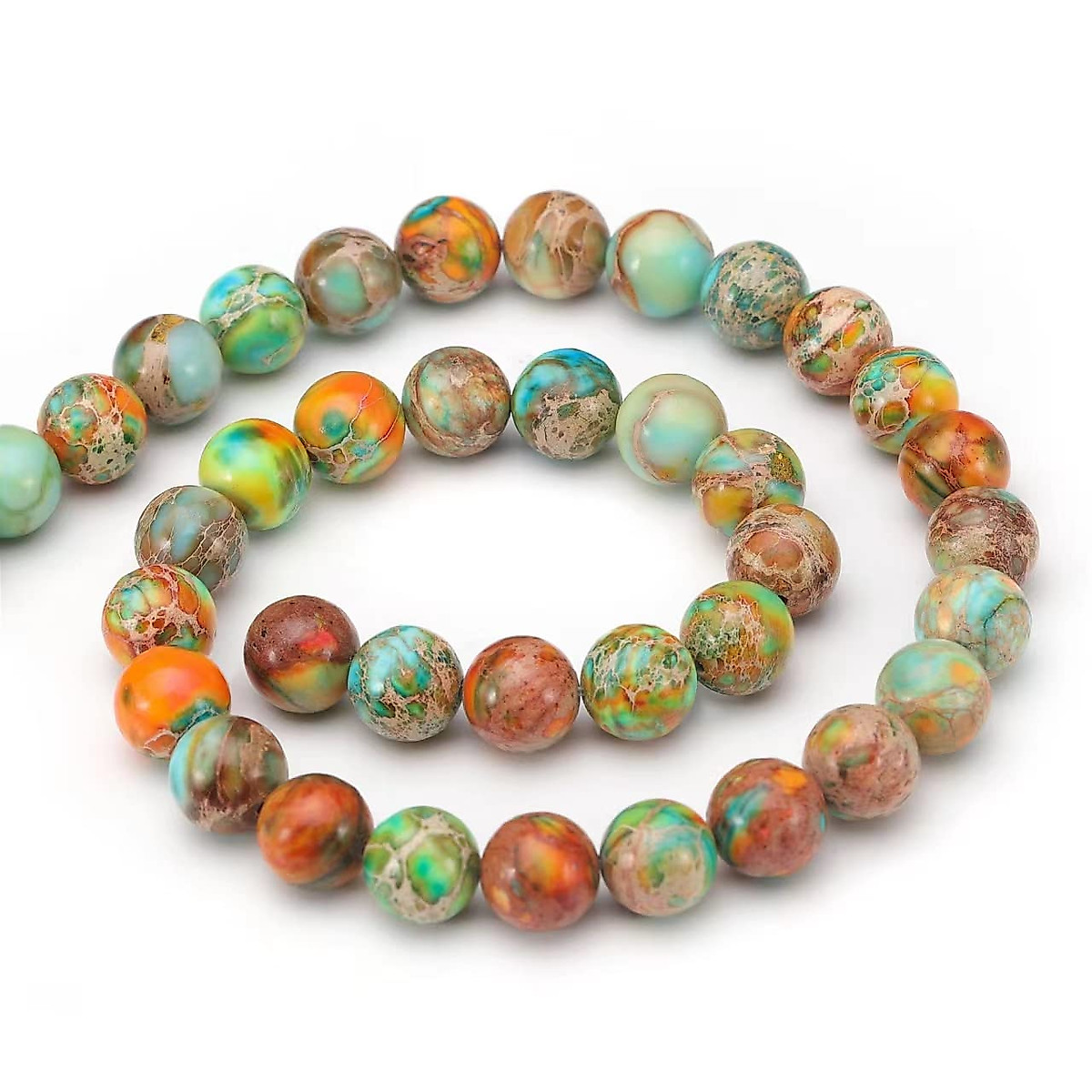 Youngbling Natural Gemstone Beads for Jewelry Making,8mm Orange Imperial Jasper Polished Round Smooth Stone Beads,Genuine Real Stone Beads for Bracelet Necklace 15 Inch