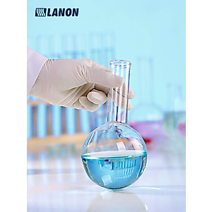 LANON 5 mil Latex Disposable Gloves, Food-Contact Grade, Powder-Free, Fully Textured, White, Large