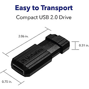 Verbatim 32GB PinStripe Retractable USB 2.0 Flash Thumb Drive – 10 Pack – Black