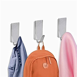 POPETPOP Adhesive Hooks, Stainless Steel Towel Hooks, Wall Hooks for Kitchen Bathroom Bedroom
