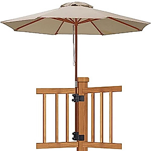 Meruzy Patio Umbrella Holder Corner Mount, Stainless Steel Outdoor Umbrella Base Umbrella Clamp Mount Bracket for Deck Railing, Mount to Deck, Balcony or Outdoor Courtyard (Fit Max OD 2 inch)