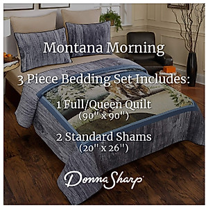 Donna Sharp Full/Queen Bedding Set - 3 Piece - Montana Morning Lodge Quilt Set with Full/Queen Quilt and Two Standard Pillow Shams - Machine Washable