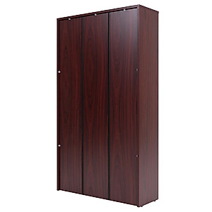 STARY 5 Shelf Mahogany Bookcase 60 inch Tall Wood Bookshelf for Bedroom