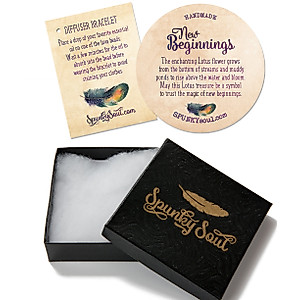 SPUNKYsoul Purple & Green Fluorite Lotus New Beginnings Bracelet Hematite for healing Stack Bracelet Set Collection