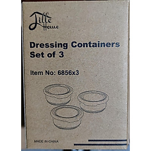 Lille Home 7.5 OZ Dressing Containers for Condiments, Salad Dressing, Dips, Stainless Steel Dipping Sauce Cups, Mini Food Storage with Lid, Set of 3, Leakproof, BPA Free