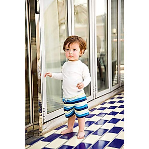 VAENAIT BABY Infant Kids Sun Protection Rashguard Long Sleeve Swim Shirt L.Oasis White M