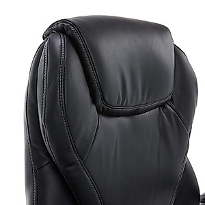 Serta Ergonomic Leather Computer Chair with Layered Memory Foam, Contoured Lumbar, Pillowed Headrest Executive Adjustable Office, Black 25.25D x 29W x 44.5H in