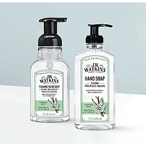 J.R. Watkins Gel Hand Soap with Dispenser, Moisturizing Hand Wash, All Natural, Alcohol-Free, Cruelty-Free, USA Made, Vanilla Mint, 11 fl oz, 3 Pack