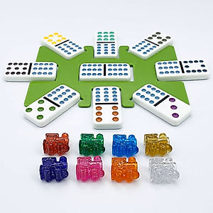 Front Porch Classics | Mexican Train Domino Set On-The-Go Aluminum Carrying Case, 2 to 8 Players Ages 8 to 99
