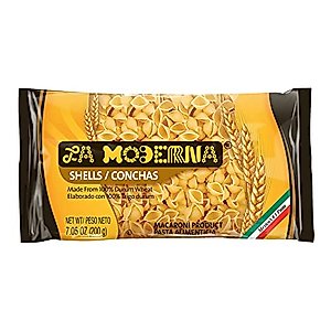 La Moderna Shells Pasta, Noodles, Durum Wheat, Protein, Fiber, Vitamins, 7 Oz, Pack of 20