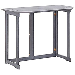 YUUIKLLE Folding Balcony Table，Wood Garden Table, Outdoor Side Table Indoor Outdoor ，for Patio, Balcony or Living Spaces, Kitchen,Garden，35.4"x19.7"x29.1" Solid Acacia Wood