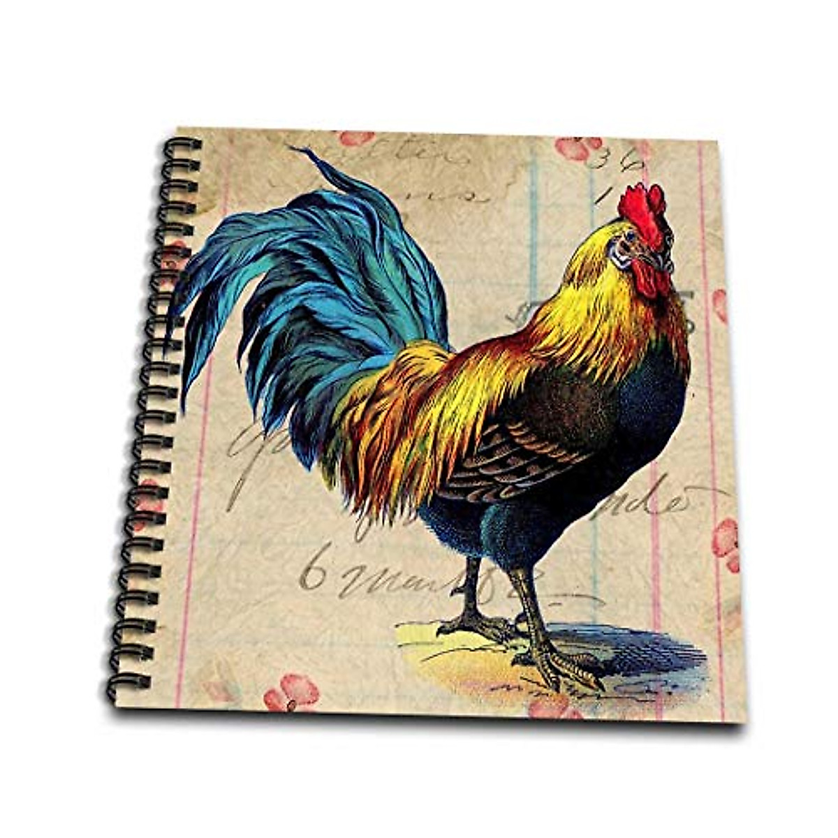 3dRose Vintage Rooster Digital Art by Angelandspot-Mini Notepad, 4 by 4" (db_108229_3)