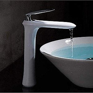 NZDY Faucet Solid Copper Faucet White Paint Plus High Washcountertop Washsingle Porous Washround Square