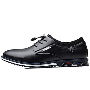 COSIDRAM Mens Casual Leather Shoes Business Slip-on Shoes Comfort Fashion Office Shoes for Male Black 10.5