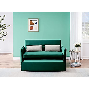 Upholstered 2 Seaters Futon Sofa Loveseat with Adjustable Backrest Convertible Sleeper Couch Bed for Small Space Apartment Office Living Room Furniture Sets