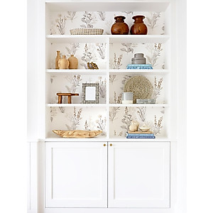 Orainege Peel and Stick Wallpaper Beige Floral Wallpaper Boho Contact Paper 15.7in x118.1in Self Adhesive Removable Wallpaper for Bathroom Bedroom Cabinets Decor