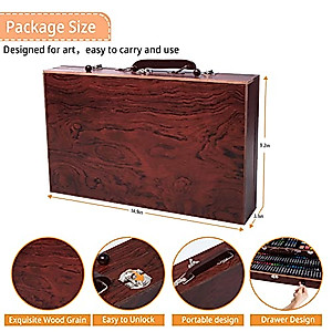 Art Supplies, Tanmit 141-Piece Deluxe Art Set Painting Drawing Kit with Artist Sketch Pad, Oil Pastels, Colored Pencils, Crayons, Watercolor Cakes, Wooden Art Box for Adults Beginners