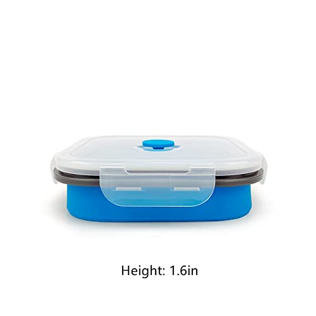 CARTINTS 900ml Collapsible Bowl With Plastic Lid for Camping, Silicone Lunch Container Set Includes Foldable Spoon, Space-Saving Travel Food Container, Microwave Freezer Safe, Blue