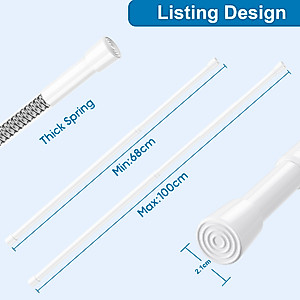 Spring Tension Curtain Rod White Adjustable 26-39 Inches for Curtains, Kitchen, Wardrobe, Windows, Cupboard, Home Closet, DIY Projects, Small Short Expandable Pressure Loaded