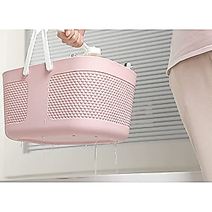 Shower Caddy Basket, Portable Large Capacity Thickened Plastic Organizer Storage Tote with Handles Drainage Toiletry Bag Bin for Bathroom, College Dorm Room Essentials, Kitchen, Camp, Gym - Pink