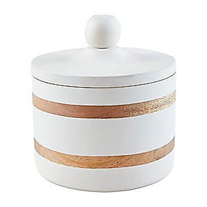 Mud Pie Wood Strap Canisters, White