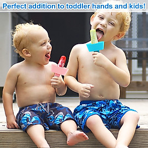 AIERSA 2PCS Silicone Popsicle Holders for Kids No Drip, Reusable Mess Free Ice Pop Stick Holder with Built in Straw for Sucking Up Melted Frozen Treats for Toddlers, Baby, Kids