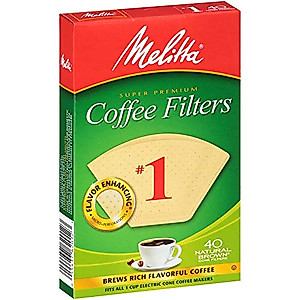 Melitta 620122#1 40 Count Natural Brown Cone Coffee Filters, Brown