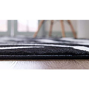 Unique Loom Wildlife Collection Animal Inspired with Zebra Design Area Rug, 6 x 9 ft, Black/Ivory