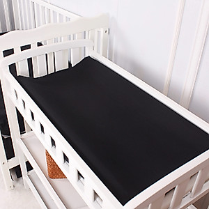 CaSaJa Black Diaper Changing Pad Cover with Strap Holes Set of 3, Snug Fit 4-Sided Contoured Changing Table Pad 16x31 16x32, Fitted Change Pad Sheet for Baby Boy, 100% Silky Soft Microfiber