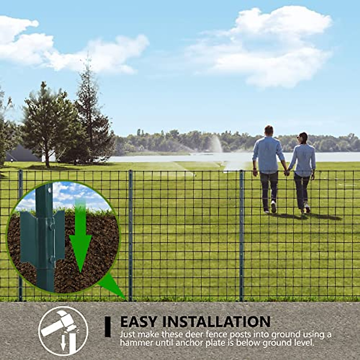 Toriexon 10 Packs Fence Posts 4Feet, Heavy Duty Metal Fence Post with U-Channel, Steel Fence U-Post for Holding Garden Wire Fence, Corner Anchor Posts etc.