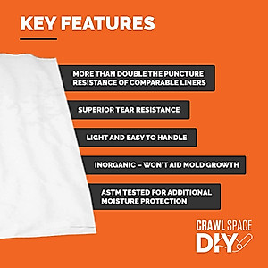 Whitecap Premium Cross-Woven Vapor Barrier - 20 Mil - (12' x 100') - Tear Resistant, Heavy Duty Vapor Barrier, Drop Cloth Moisture Barrier Plastic Sheeting for Crawlspace, Garden, Greenhouses
