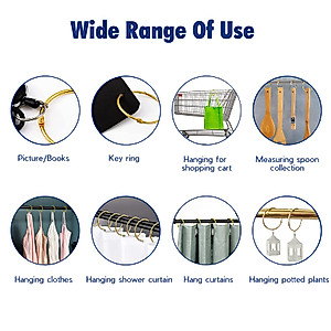 24 Pack Shower Curtain Rings,Rust Proof Shower Curtain Hooks for Bathroom,Circular Decorative Shower Curtain Rings and Hooks for Shower Rod,Metal Rings for Shower Curtain,Loose Leaf Rings(Gold)