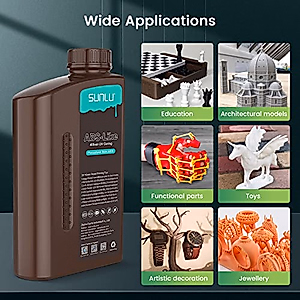SUNLU 3D Printer Resin, 2000g ABS-Like High Toughness Resin for 4k/6k/8k LCD/DLP/SLA Resin 3D Printer, 405nm UV Curing 3D Printing Resin, Good Resistance, Non-Brittle & High Precision, Grey 2000g