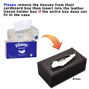 KINGFOM Rectangular PU Leather Tissue Box Cover - Facial Tissue Paper Napkin Holder for Bathroom, Home, Office, Car Automotive Decoration with Magnetic Bottom(White)