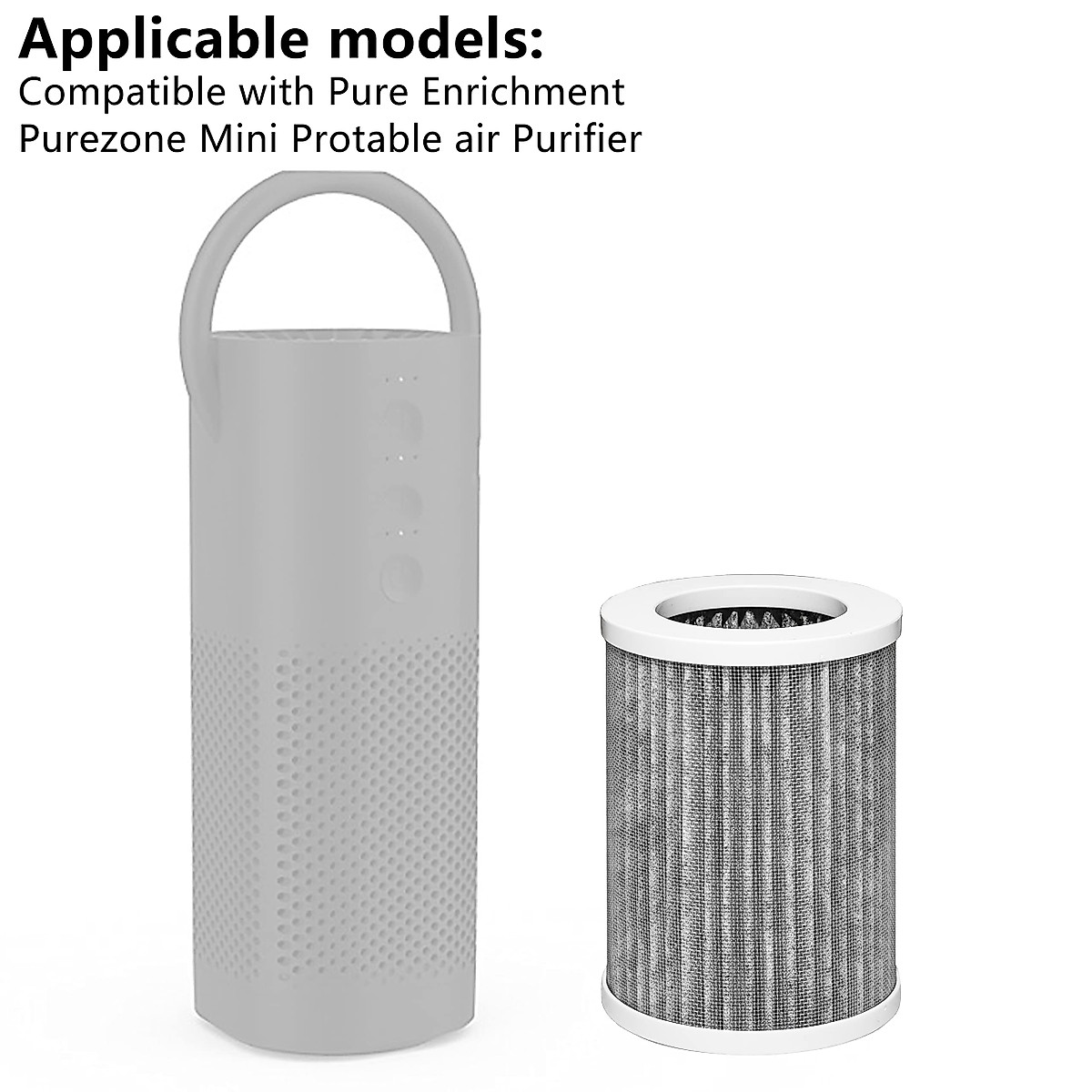 Lhari 2-in-1 Mini Portable True HEPA Replacement Filter, Compatible with Pure Enrichment PureZone Mini Portable Air Purifier PEPERSAP, 4-Pack