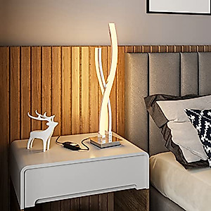 KARMIQI LED Table Lamps for Bedroom, Modern Bedside Lamp, Contemporary Arc Desk Lamp Nightstand Lamps for Living Room Guest Room