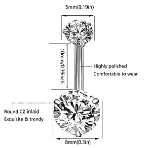 ONESING 4 Pcs 14G Belly Button Rings Belly Rings for Women with Gift Box Stainless Steel Navel Rings Belly Piercings Jewelry Belly Button Jewelry for Women Valentine's gift