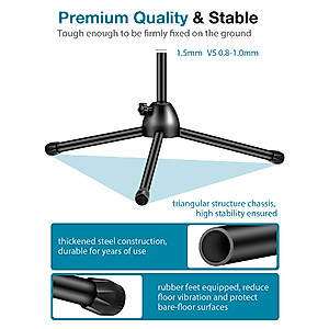 InnoGear Microphone Stand, Boom Arm Mic Stand Floor Detachable Height Adjustable Heavy Duty with Mic Clip Holder Metal Base for Blue Yeti HyperX QuadCast Shure SM58 Samson Q2U Fifine K669B