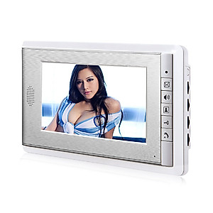 AMOCAM Video Intercom Entry System, Wired 7 inches LCD Monitor Video Door Phone Doorbell with 5PCS ID Card for 2 Units Apartment, Support Monitoring, Dual Way Door Intercom, ID Keyfob Unlock