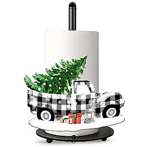 Christmas Paper Towel Holders, Christmas Decorations Indoor, Metal Paper Towel Holder Countertop for Farmhouse Kitchen Decor (6.7x6.7x13.4 Inch), Paper Towel Holder Stand