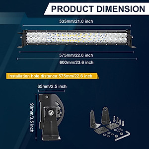 AUXTINGS 22 inch 120W Spot Flood Beam Led Light Bar 2X 4 inch 18W Spot LED Pods Fog Lights with 12V Wiring Harness Kit 2 Leads for Jeep Pickup Off Road Truck 4X4 ATV Boat Trailer,Waterproof