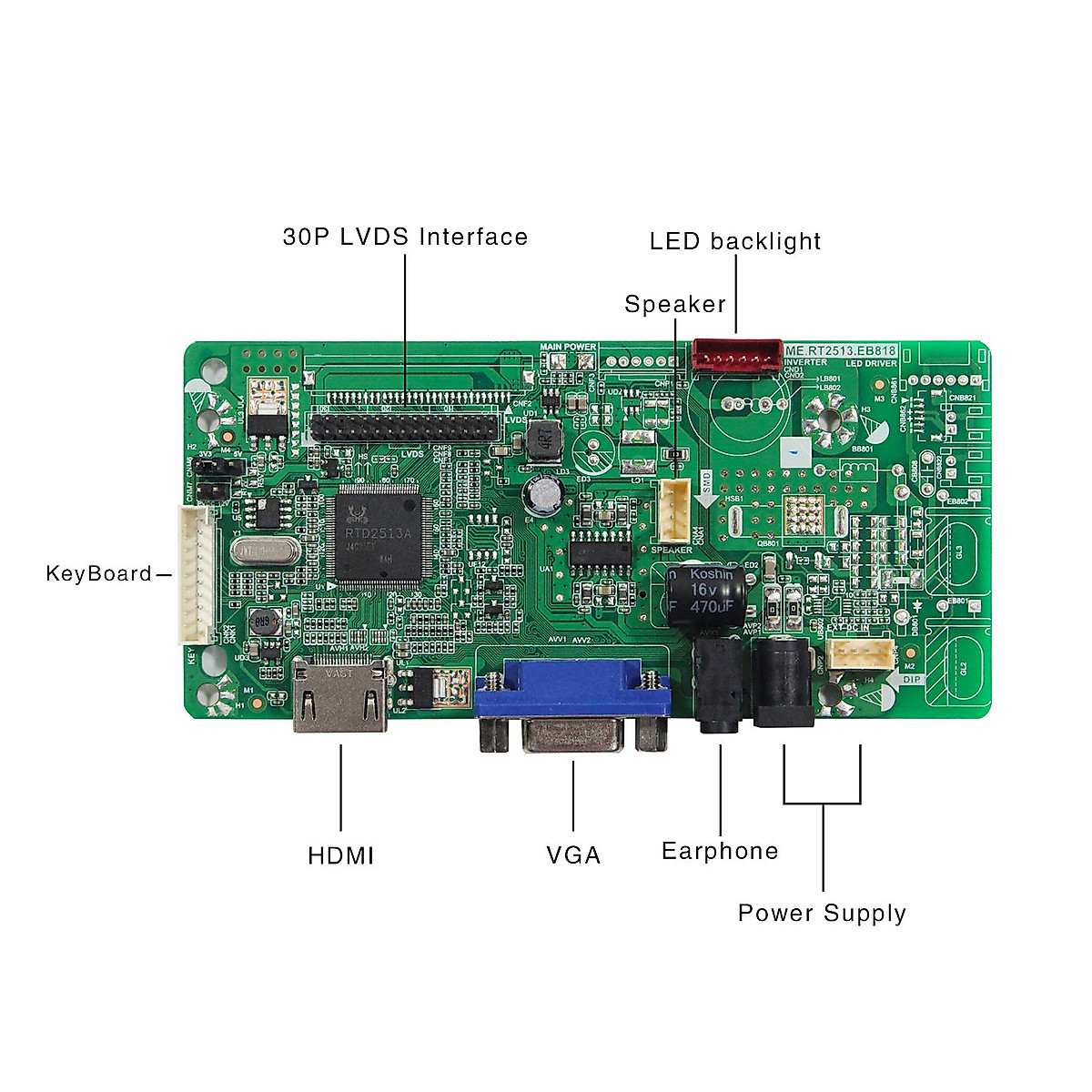 LCD Controller Board B156HW01 B156HW02 LP156WF1 CLAA173UA01A Monitor HD MI VGA Audio Driver Board