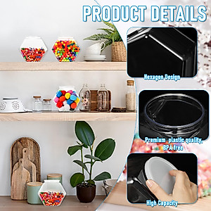 Uiifan 1 Piece Hexagonal Plastic Candy Jar with Lid Cookie Jar Clear Hexagonal Candy Containers for Snacks, Cookies, Dog Food, Craft and Sewing Supplies, Coffee Pod, Laundry Pod (29 oz)