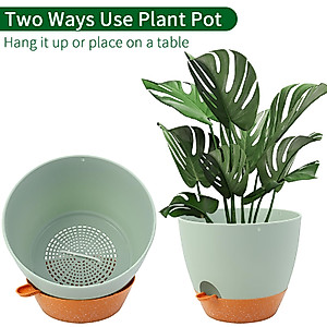 GARDIFE Large Hanging Planter, 12 inch Hanging planters for Indoor. Outdoor Plants, Self Watering Plant Pot, Plant Hanger, Green